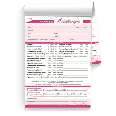 Ficha De Anamnese Massoterapia Para Imprimir BRAINCP