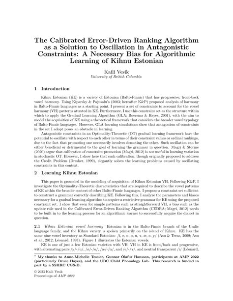 Pdf The Calibrated Error Driven Ranking Algorithm As A Solution To