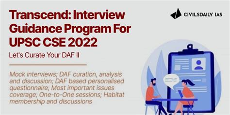 Transcend Interview Guidance Program For UPSC CSE 2022 Enroll Here Fill DAF 2 With Us