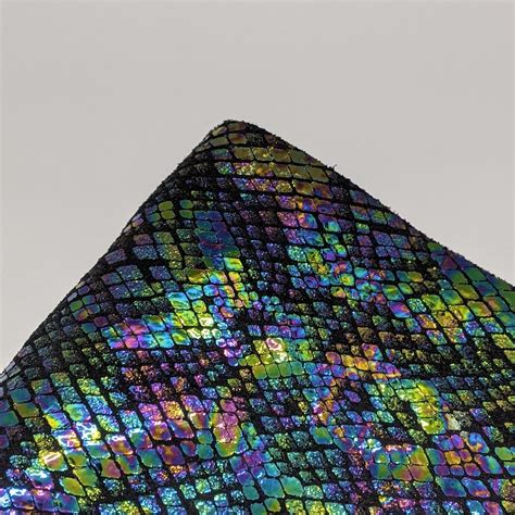 Pt Iridescent Diamond Python Snake On Black Cow Suede Rainbow Leather