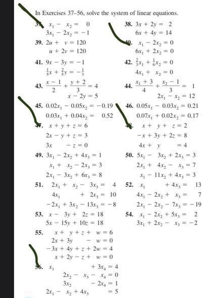 Solved In Exercises Solve The System Of Linear Chegg