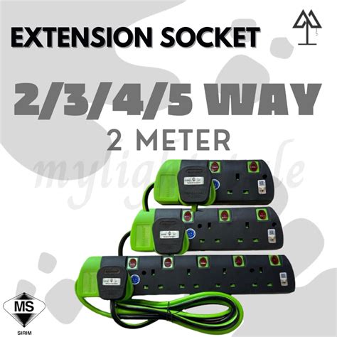 [sirim] Universal Portable Multi Extension Wire Trailing Socket 2 3 4 5 Gang Way Neon Light 2