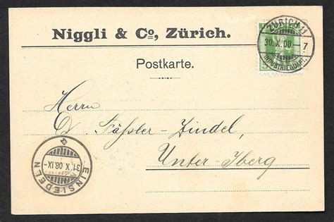 Postkarte Niggli Cie Nr 103 Vollstempel Zürich 30 10 1908 Kaufen