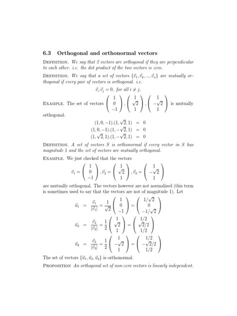 Orthogonal And Orthonormal Vectors Pdf Euclidean Vector Geometry