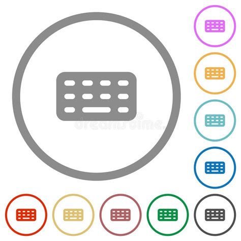 Iconos Planos Del Teclado Del Ordenador Con Contornos Ilustración Del