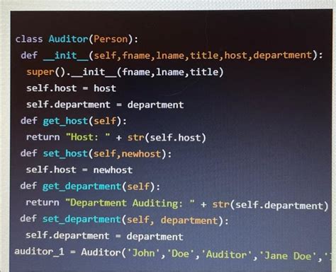Solved For The Base Class Person Example Provided In The