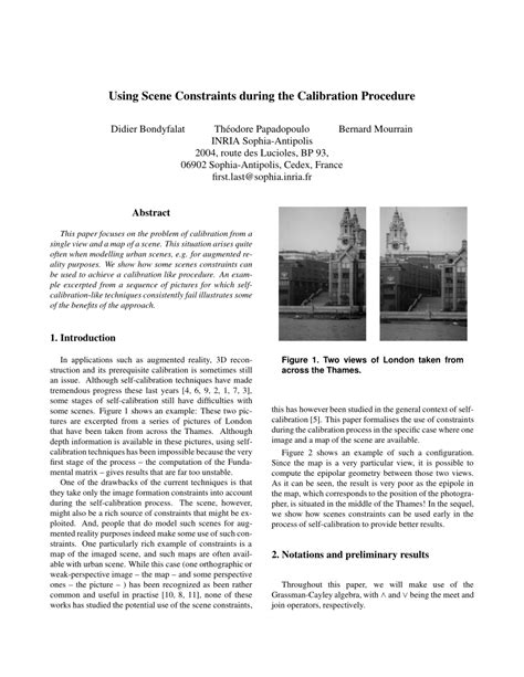 Pdf Using Scene Constraints During The Calibration Procedure
