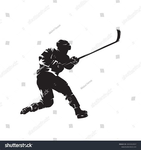Hockey Player Shooting Puck Isolated Vector Stock Vector Royalty Free
