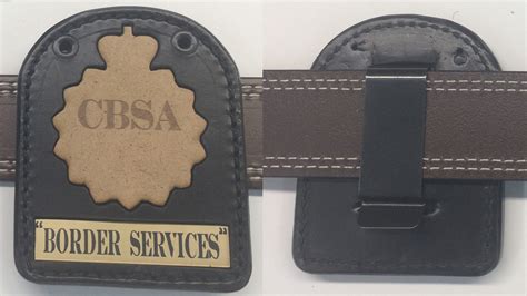 Badge Carrier 3 Cbsa With Engravable Insert Gray Jay Leather
