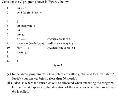 Solved Consider The C Program Shown In Figure 2 Below Chegg