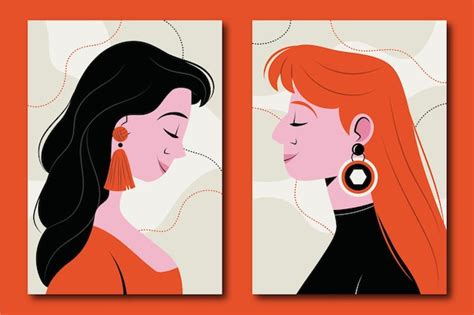Free Vector Trendy Fashion Portraits Cover Collection