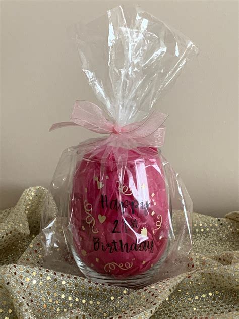 Happy Birthday Stemless Wine Glass Personalized With Recipients Age