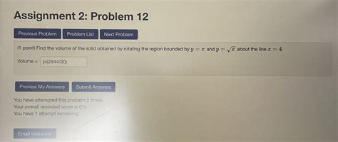 Solved Assignment 2 Problem 121 ﻿point ﻿find The Volume