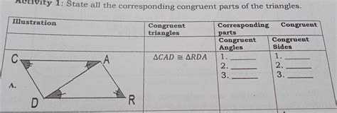 Solved Activity 1 State All The Corresponding Congruent Parts Of The Triangles [math]