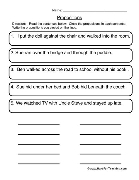 Prepositions In Sentences Worksheet Have Fun Teaching