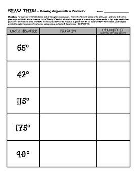 Draw This Drawing Angles With A Protractor By Beth Wimberly TPT