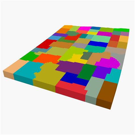 郡地図 ノースダコタ州 3dモデル 19 Max 3ds Fbx Obj Free3d