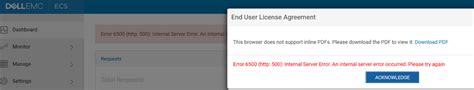 Ecs Gui Error 6500 500 Internal Server Error An Internal