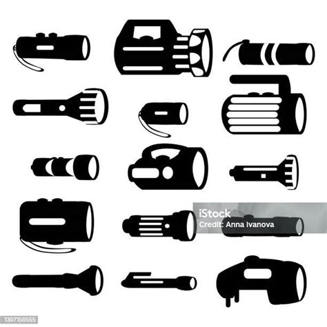 Ilustración De Linterna Iconos Simples Establecer Ilustración Vectorial