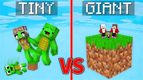 Mikey Family TINY Vs JJ Family GIANT One Block Battle In Minecraft Maizen Minecraft Videos