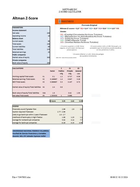 Altman Z Scoremodelo De Trabajo Pdf Sector Privado Corporaciones