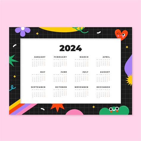 Modelo De Calendário Plano 2024 Vetor Grátis