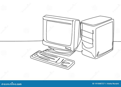single continuous line drawing of of retro old classic personal