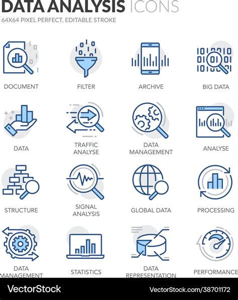 Line Data Analysis Icons Royalty Free Vector Image Line Data Analysis Icons Royalty Free Vector Image