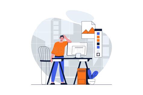 Web Development Concept With Character Scene Vector Illustration Stock