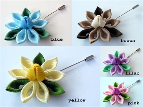 Kanzashi Fabric Flower Brooch Kanzashi Flower Lapel Pin Etsy