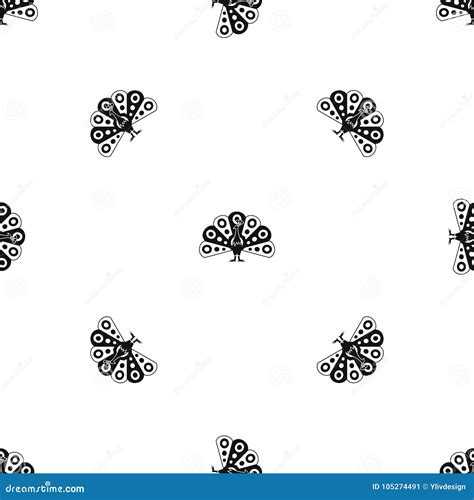 Peacock With Flowing Tail Pattern Seamless Black Stock Vector Illustration Of Geometric
