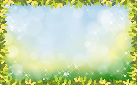 Vector Summer Nature Background With Green Leaves Boder Spring Frame