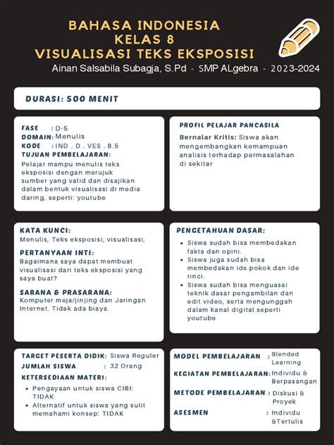Modul Ajar Bahasa Indonesia Visualisasi Teks Eksposisi Fase D Pdf