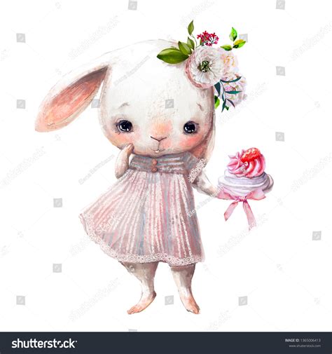 Cute Cartoon Bunny Girl Cake Stock Illustration 1365006413 Shutterstock