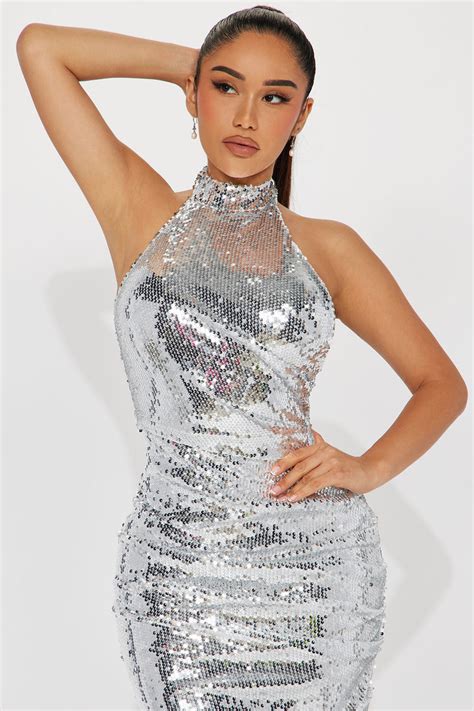 Amelia Sequin Midi Dress Silver Fashion Nova Dresses Fashion Nova
