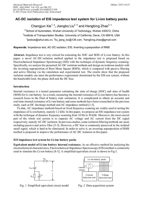 AC DC Isolation Of EIS Impedance Test System For Li Ion Battery Packs Scientific Net