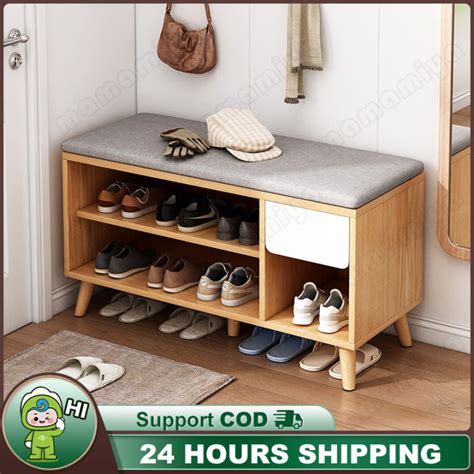 Hi ตู้รองเท้า ชั้นวางรองเท้าพร้อมเบาะนั่ง มีชั้นวางรองเท้า 2 ชั้น ตู้วางอเนกประสงค์ เก้าอี้
