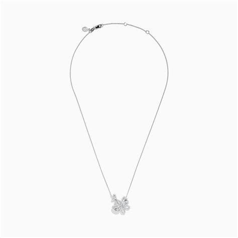 Nature 14k White Gold Diamond Flower Necklace