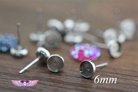 New Stainless Steel Earring Stud Bezel Settings Surgical Steel Blank