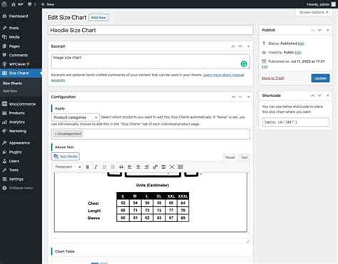 wpc product size chart for woocommerce for wordpress download