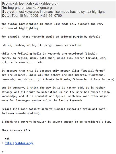 Emacs Lisp Mode Syntax Coloring Problem