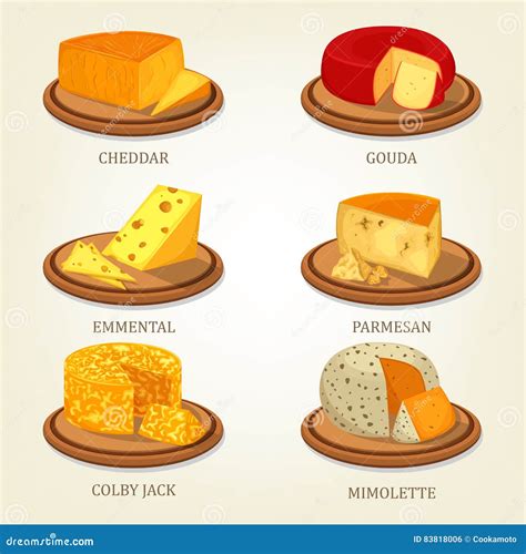 Iconos Cortados De La Comida Del Queso Francés Y Suizo Ilustración Del