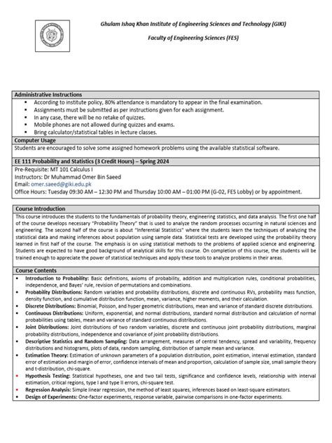 Es111 Course Outline Spring 2024 Pdf