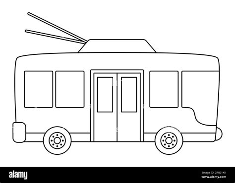 Trolleybus Vector Noir Et Blanc Bus électrique Drôle De Ligne Pour Les
