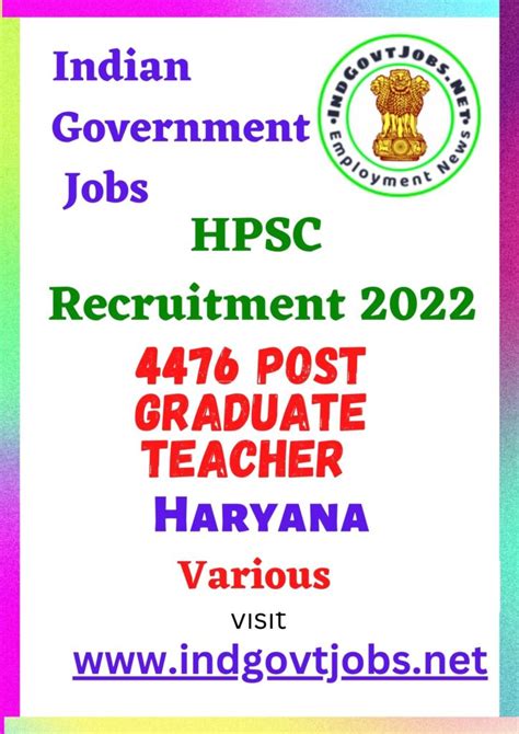 Hpsc Recruitment 4476 Teacher Best Job Vacancy 2022