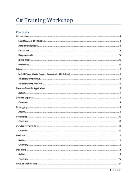 training csharpworkshop pdf method computer programming
