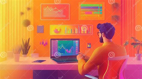 Data Visualization And Analysis Action Office Environment Digital Dashboard Modern Workspace