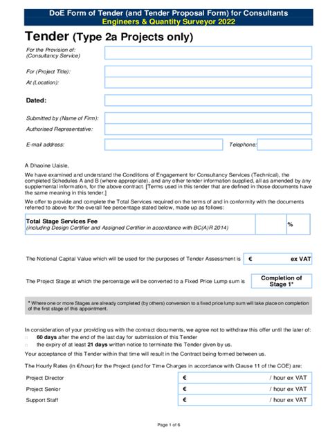 Fillable Online Form Of Tender Fax Email Print Pdffiller