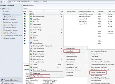 sccm remote software center right click tools
