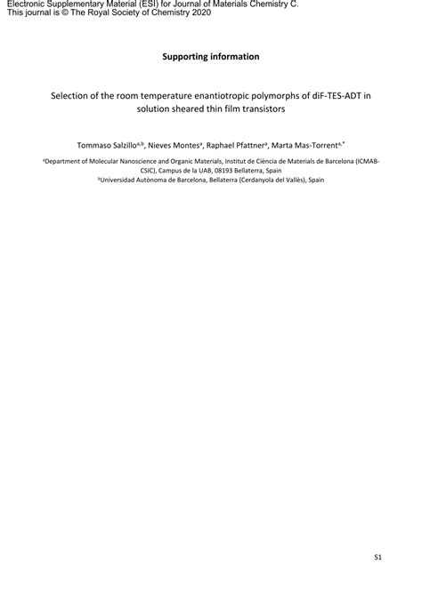Pdf Selection Of The Two Enantiotropic Polymorphs Of Dif Tes Adt In Solution Sheared Thin Film